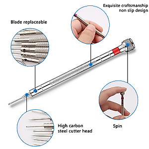 Aienxn 13PCS (6 Sets) Micro Precision Jewelry Screwdriver Set, Watch Screwdriver Kit 0.8-1.6mm, 6 Extra Replace Blades for Watch Repair, Electronics Repair, Jewelry Work, Eyeglasses Repair Q-034
