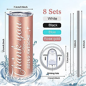 Thank You Gifts for Women Men, Thank You for Being Awesome Travel Tumbler 20 oz Graduation Appreciation Christmas Gifts for Friends Mom Wife Sister Coworker Pink Gold, Mint (Classic Color, 8)