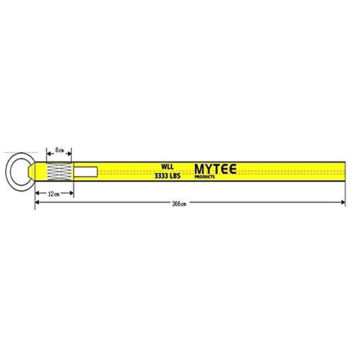 Mytee Products (4 Pack 2" x12' Winch Lasso Strap with O Ring, Yellow - Car Tie Down Tire Straps for Trailers Auto Tow Car Hauler Wheel Net