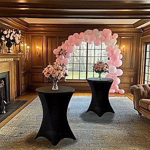 Fixwal 4 Pack Spandex Cocktail Table Covers, 32x43 Inch Black Fitted Stretch Highboy Round Cover Table Cloth for Party, Bar, Pub, Wedding, Banquet