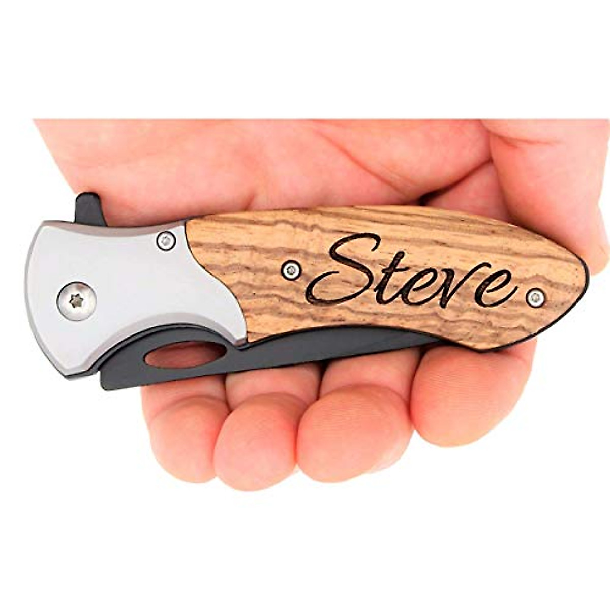Palmetto Wood Shop Personalized Valentines Day Gift For Him, Laser Engraved TF876 Pocket Knife, Gifts for Dad Christmas, Groomsmen Gift