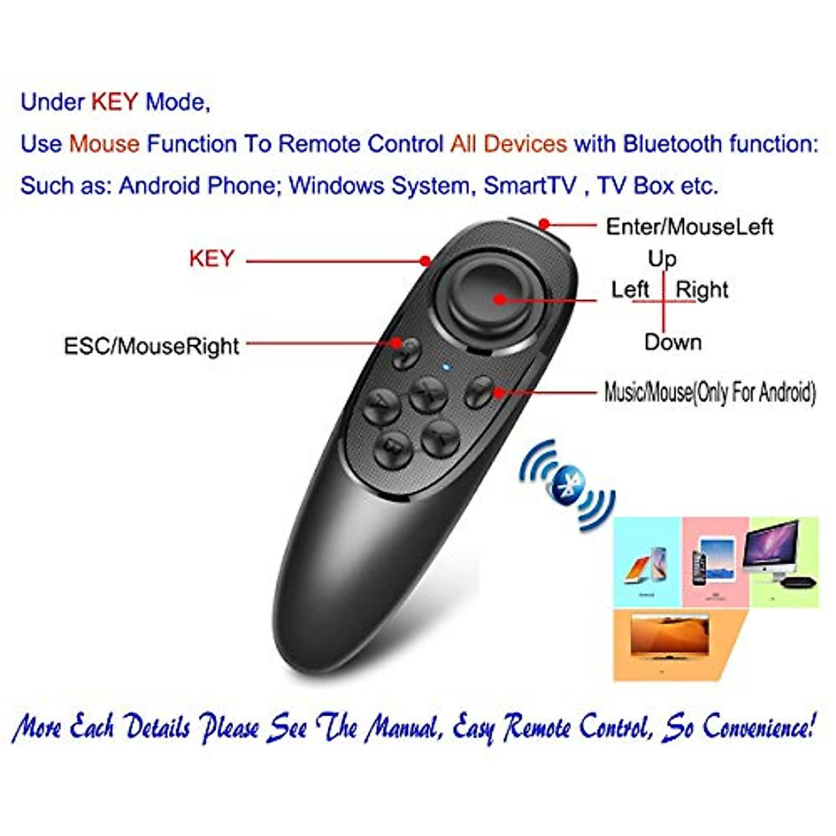 VR Remote Controller Gamepad Bluetooth Control VR Video, Game, Selfie, Flip E-Book/PPT/Nook Page, Mouse, in Virtual Reality Headset PC Tablet Laptop iPhone Smart Phone