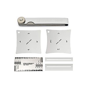 Holmer Guitar Luthier Tools with 15 Blades Feeler Gauge Metric, String Action Gauge Ruler, Fingerboard Fretboard Radius Gauge Measuring Tool, 2 Fingerboard Guard Protectors. (Chrome)