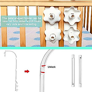 AFUNTA 37 Inch Double Screw Crib Mobile Bed Bell Holder with Music Box, DIY Toy Decoration Hanging Arm Adjustable Holder Bracket Baby Bed Stent Set Nut Screw
