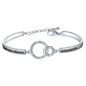 LQRI Leukemia Awareness Bracelet Leukemia Survivor Gift Leukemia Warrior Unbreakable Bracelet Cancer Fighter Gift For Women(silver-Leukemia)