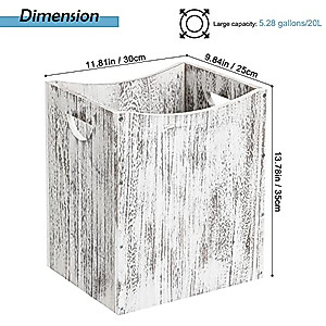 Office Trash Can, Rustic Waste Basket Set 2 Pack Wood Trash Can Farmhouse Style Wastebasket, 5.28 Gallon Garbage Bin with Handle for Living Room Bedroom Bathroom Trash Can (2, Rustic White)