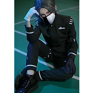 DAZCOS MCYT Ranboo Cosplay Black and White Mask Gloves Adjustable Face Cover Washable (black and white)