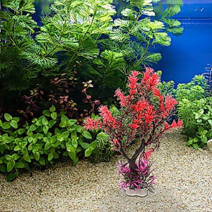 iplusmile Artificial Aquatic Plants, 9.8 inch Fish Tank Plants Decoration, Tree with Grass Aquarium Decor, Betta Fish Tank Hides Accessories for Household and Office
