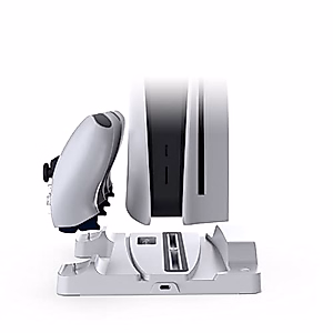 PS5 Vertical Stand with 3 Cooling Fan and Dual Controller Charger Station for Playstation 5 PS5 Digital/Disc Edition Console with 1 Type-C to Type-C Charging Cable