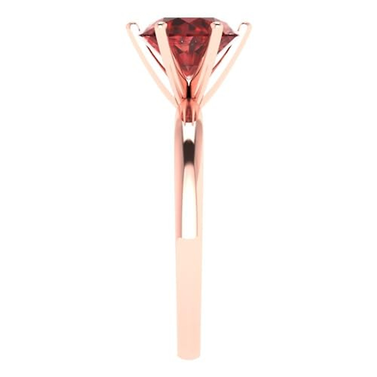 Clara Pucci 2.0 ct Round Cut Solitaire Natural VVS1 Red Garnet Engagement Wedding Bridal Promise Anniversary Ring 18K rose Gold Size 7.75