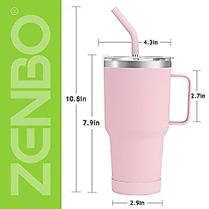Zenbo 30 oz Tumbler with handle Keeps Drinks Cold up to 24 hours,Insulated Tumbler with Lid and Straw,Vacuum Thermal Cup with Handle,Leak Proof,Dishwasher safe