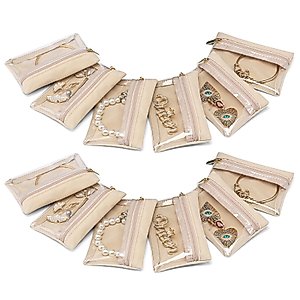 Vlando Travel Jewelry Bags,Jewelry Pouches Storage,Jewelry Travel Organizer Case for Women 12pcs