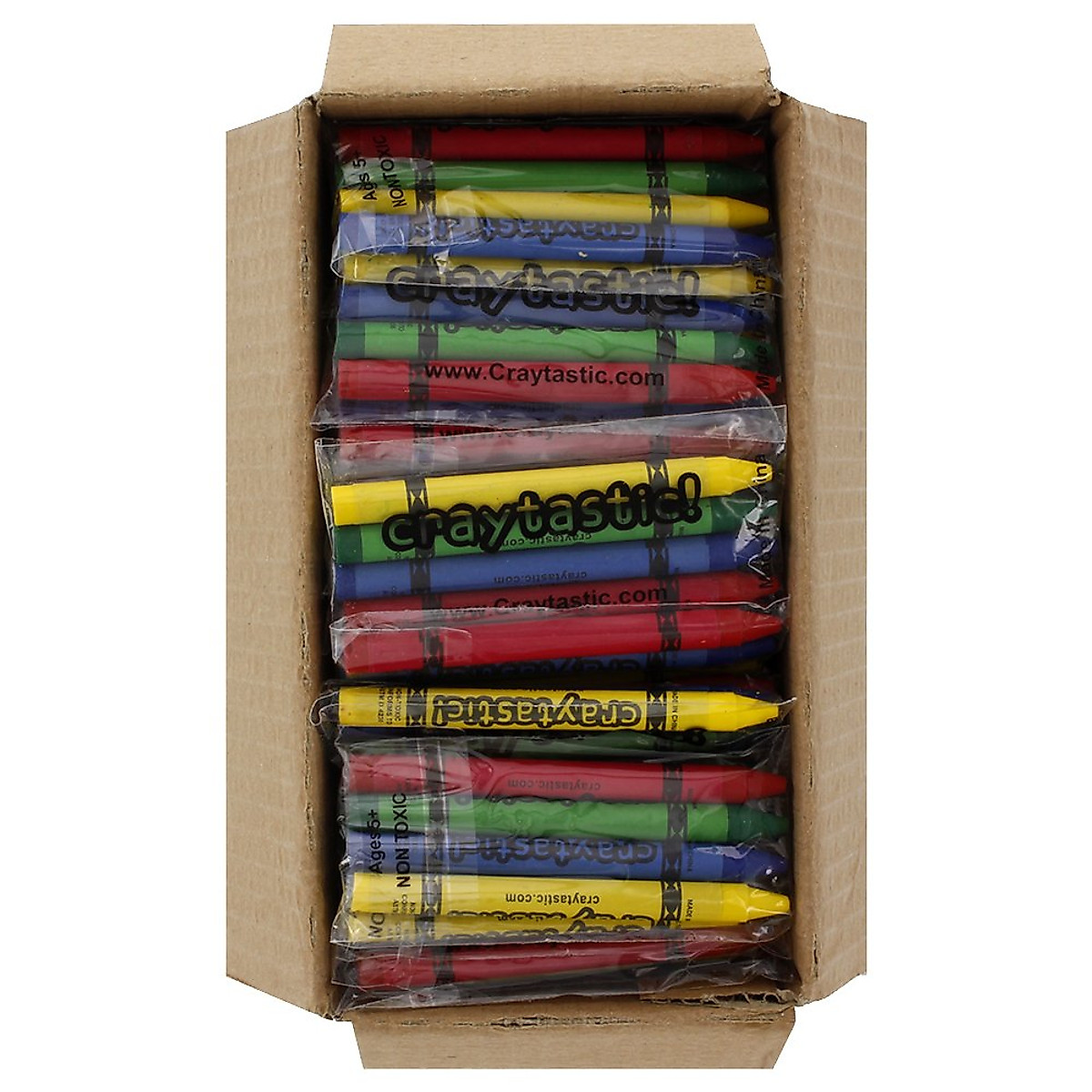 Craytastic 75 Sets of 4-Packs in Cello (300 Total Premium Bulk Crayons in Individual Packs) - Safety Tested & Non-Toxic - Restaurants, Birthday Party Favors, Schools, Crafts