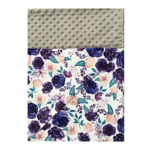 Baby Blanket, Purple Flowers, Nursery Bed Blanket, Infant Blanket, Toddler Blanket, Boy Girl Blanket Soft, Crib Blanket, Newborn Blanket, Minky Dimple Dot Blanket, Snuggle Up Cuddling Blanket