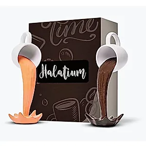 HALATIUM Floating Mug Coffee Cup Sculpture Set of 2 Hand-Painted, 8.7 in. Tall Mugs Spilling 2 Colors of Coffee – Cafe or Kitchen Decor, Decorations, & Accessories for Coffee Bar Decor or Station
