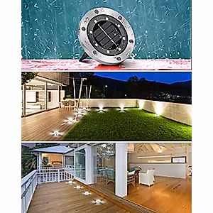 Carpdiem Solar Ground Lights,6 Packs New 8Led Flat Solar Disk Lights Outdoor Waterproof, Solar Puck Lights In-Ground Solar Disc Lights,Garden Solar Lights,Solar Yard Lights,Pathway Lights, Cold White