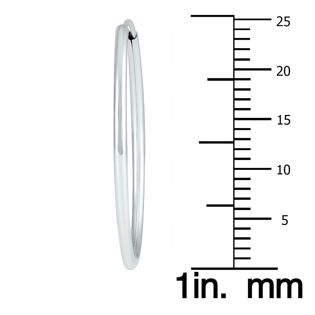 25MM Endless Hoop Earring in 14k White Gold