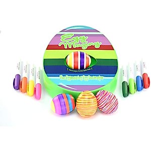 The Eggmazing Egg Decorator The Original Easter Egg Decorator Kit - Arts and Crafts Set - Includes Egg Decorating Spinner and 8 Colorful Quick Drying Non Toxic Markers [Packaging May Vary]
