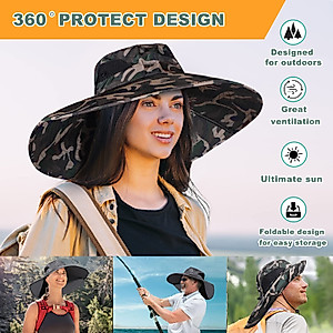 Herolland Super Wide Brim Sun Hat for Men and Women,UPF50+ Waterproof Bucket Hat for Fishing, Hiking, Camping