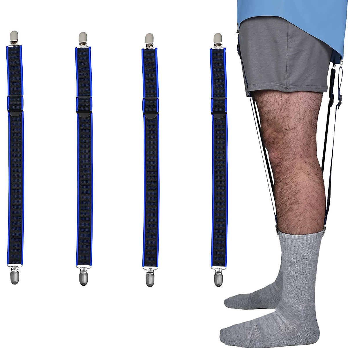 World's Best Shirt Stays for Men Police and Military-Heavy Duty-Made in USA (Original Style)(Back the Blue LEO Edition) 1 Pair of Shirt Keepers/Garter