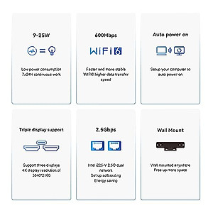 Beelink Dual 2.5GbE Network- Triple 4K Displays- 16GB DDR5 Mini PC, Intel 12th Core i3 N305 EQ12 Pro Support AV1 deconding, 500GB PCIex1 SSD, WIFI6, BT5.2, Office, Openwrt Mini Computers Grey