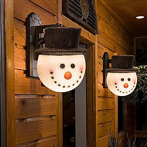 Hourleey 2 Pack 12 Inch Snowman Christmas Porch Light Covers, Outdoor Christmas Decorations, Holiday Snowman Light Covers for Porch Lights, Garage, Front Door