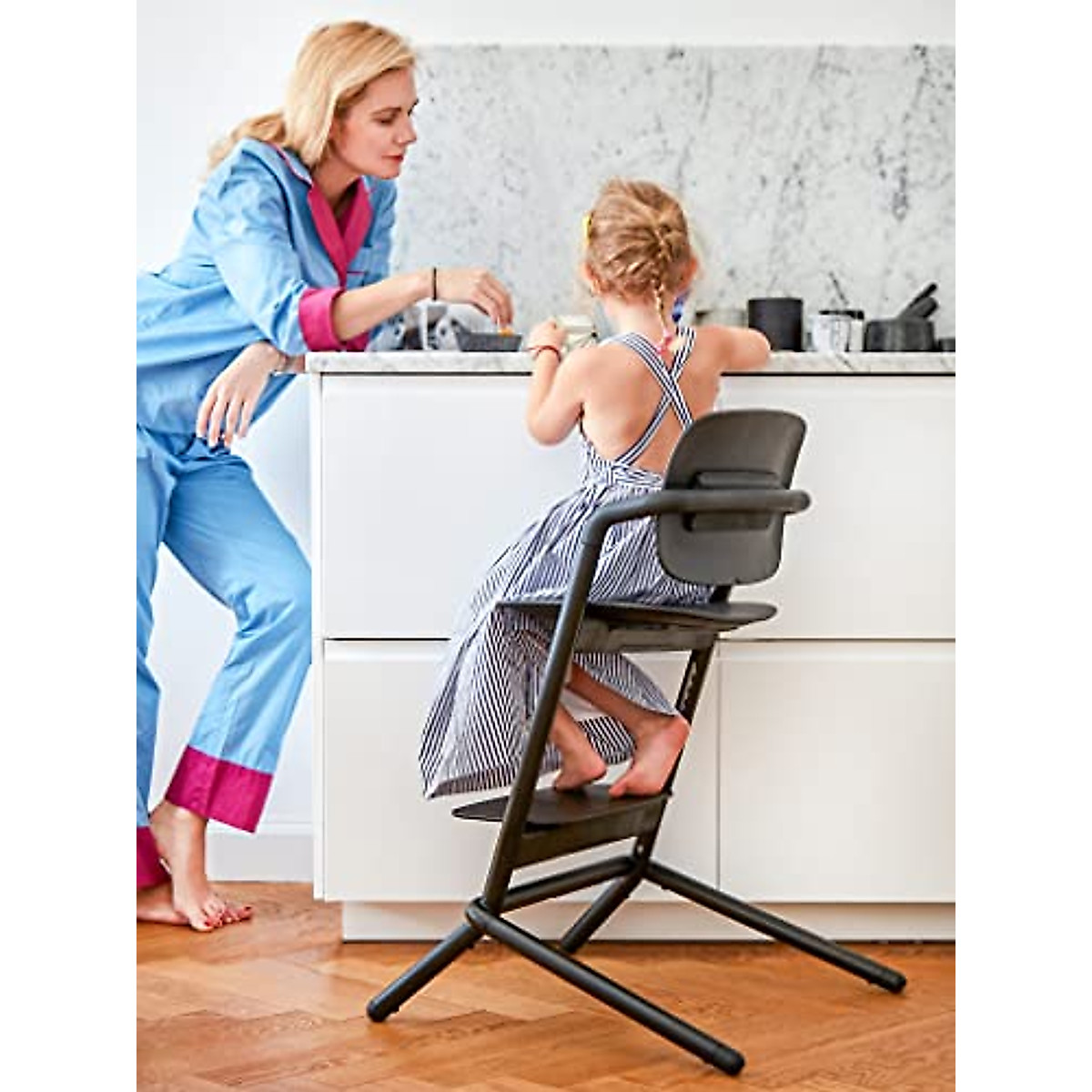 CYBEX LEMO High Chair System, Grows with Child up to 209 lbs, One-Hand Height and Depth Adjustment, Anti-Tip Wheels Safety Feature - Porcelain White