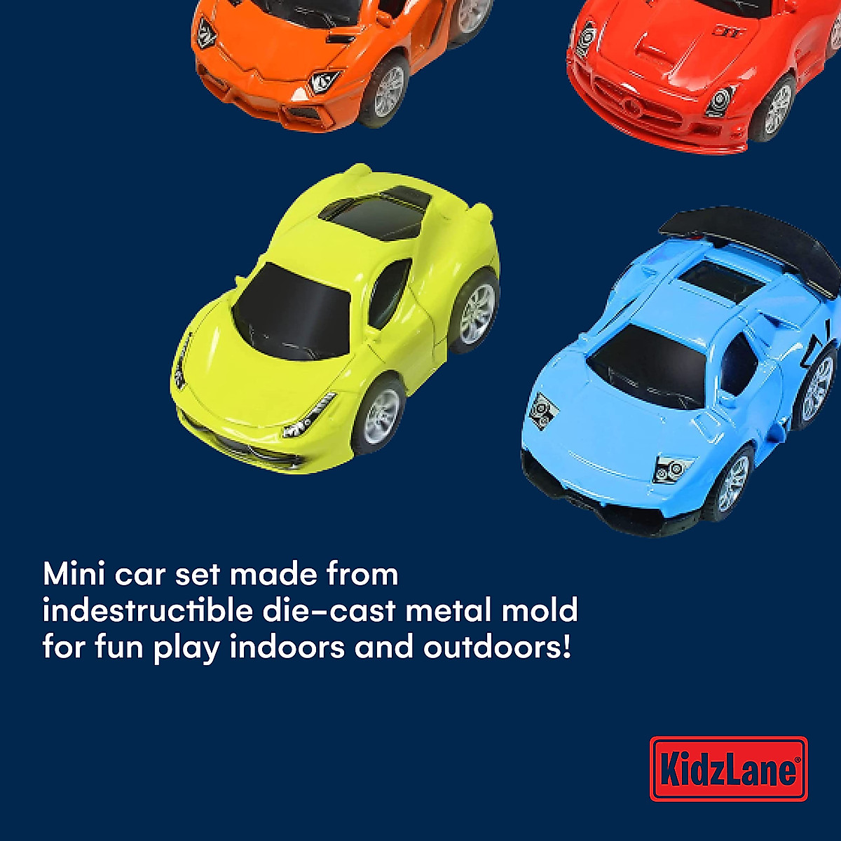Kidzlane Diecast Metal Pullback Cars | Friction-Powered Toy Cars for Kids | 4 Pack Mini Car Set | Ages 3 and Older! Toddler Toys | Die Cast Metal Toy Cars