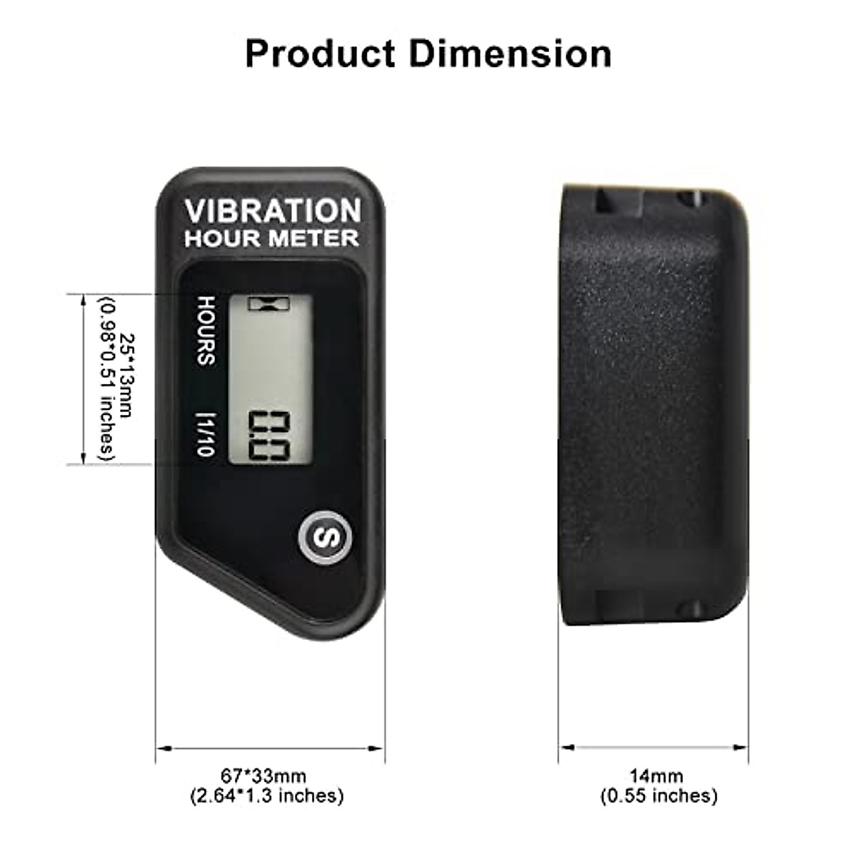 HonorMeet Digital Hour Meter for Lawn Mower,Maintenance Hours Counter by Vibration Activate for Gas/Diesel Powered Garden Tractor Generator Compressor Chainsaw Motorcycle Outboard Motor etc.