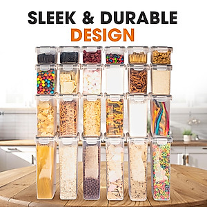 Cheer Collection Airtight Food Storage Containers Set of 24, Pantry Organizers and Storage, Stackable Food Storage Containers with Lids, Dry Food Storage Containers for Flour, Sugar, Pasta & More