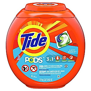 Tide PODS Laundry Detergent Soap PODS, High Efficiency (HE), Clean Breeze, 81 count
