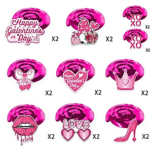 Happy Galentines Day Decorations Hanging Swirls,40 Pcs Galentines Day Decorations Kit,NO-DIY Galentines Day Party Supplies,Pink Purple Galentines Decor for XOXO Love Romantic Party Decorations cocomigo