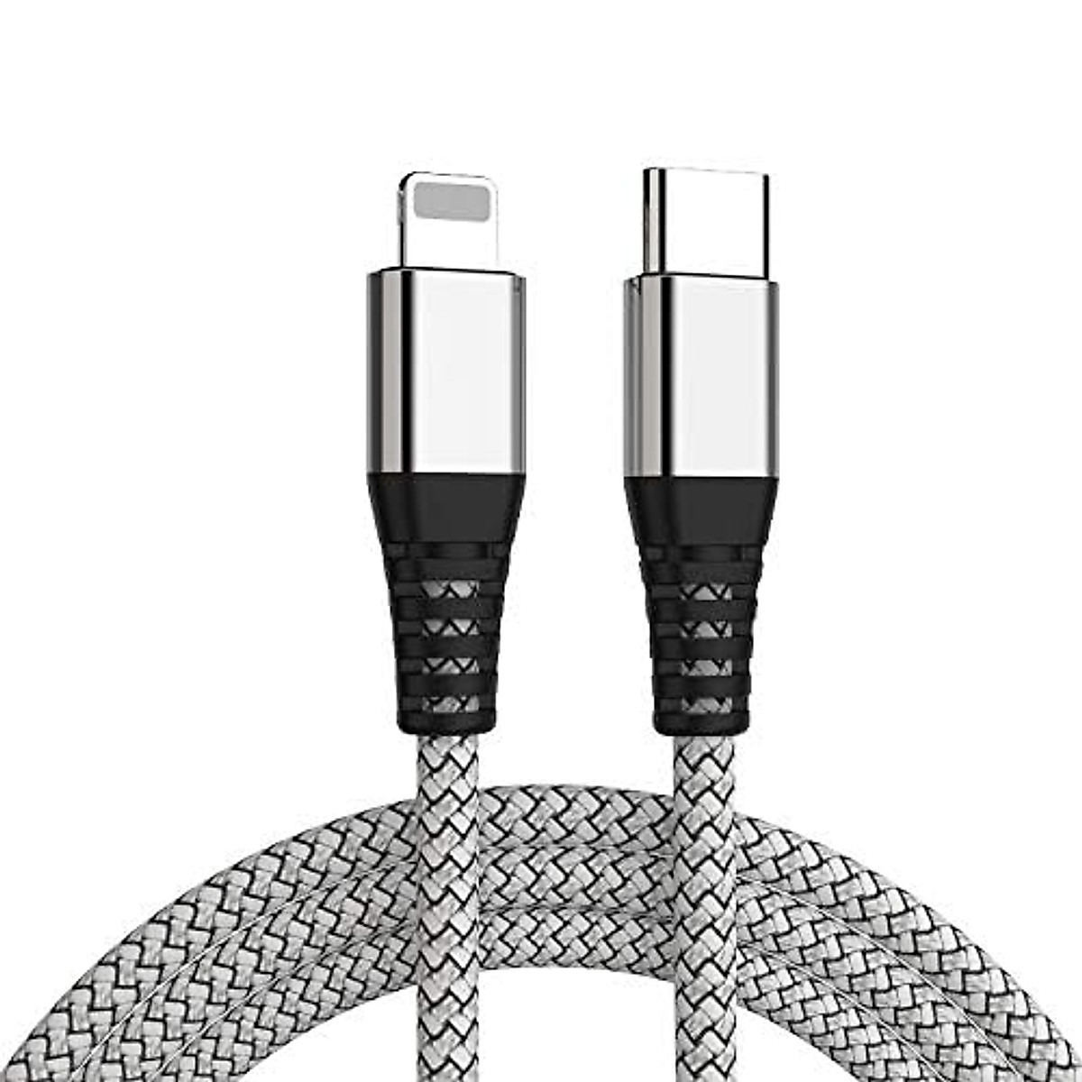 IFLASH USB C Charing Cable, USB-C iPhone Fast Charging Cable Compatible with iPad 8th 2020, iPhone 12/11/11 Pro/11 Pro Max/X/XS/XR/8, Support Power Delivery (Silver, 3 Feet)