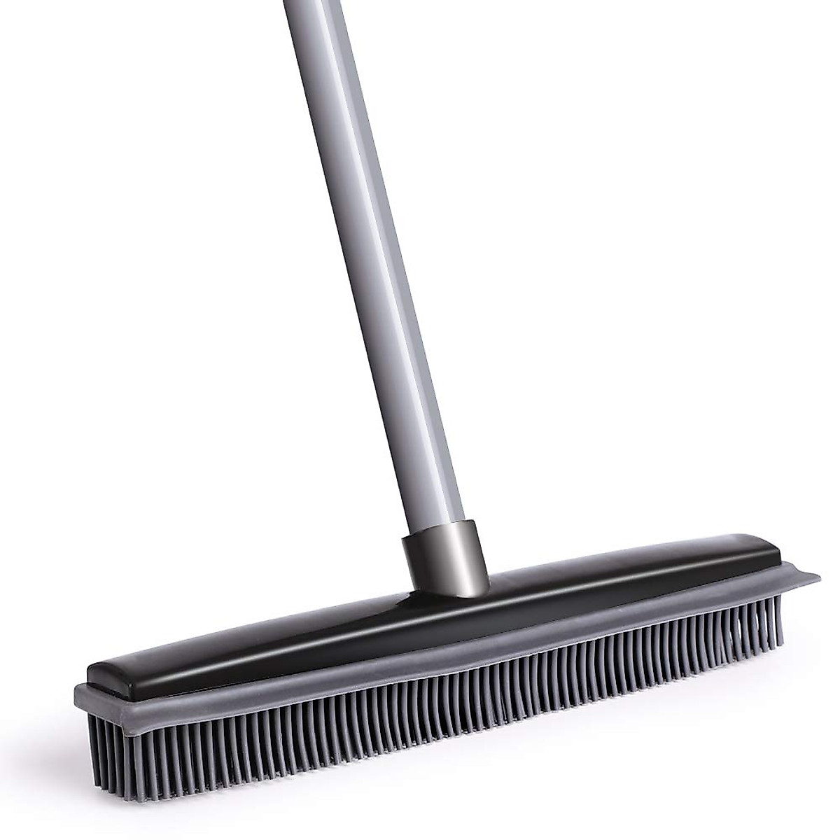 Pet Hair Remover Rubber Broom with Squeegee Edge 59 inches Adjustable Carpet Rake Long Handle Push Broom for Hair Pet Dog Carpet Hardwood Floor Tile Windows Cleaning