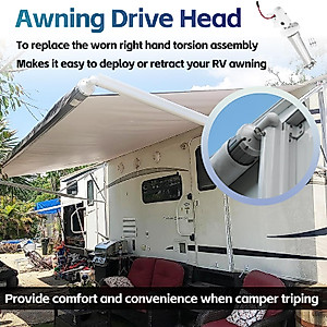 3307923.115B Awning Torsion Assembly White for Dometic WeatherPro Power Patio Awning Power Awning Motor RV Awning RH Drive Head Assembly