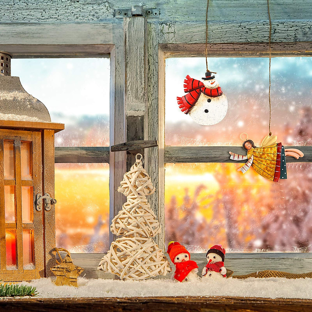 WILLBOND 8 Pieces Christmas Tin Metal Ornaments Tin Dancing Flying Angels Decorations Tin Santa Claus Christmas Ornaments for Holiday Celebrations Themed Party Home Decoration