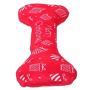 BESPORTBLE Christmas Dog Toy Christmas Dog Squeaky Toys Stuffed Colllar Shaped Dog Toys Squeaky Pet Toy Bite Toy for Pet Dog Dental Chew Toys Interactive Dogs Toy Bone Chewing Toy Red Plush
