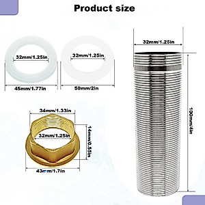 1set 32mm/1.25Inch Faucet Extension Adapter Fittings with Lock Nut,Single Hole Faucet Extension Mounting Pipe(NO,2)