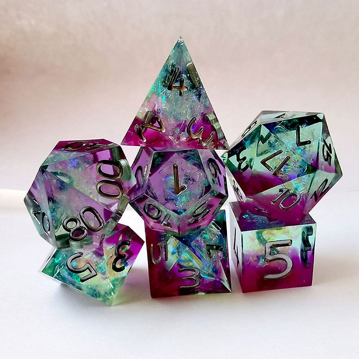Colcolo Polyhedral with Sharp Lightwheigt 7-8 D10 D% D12 D20 Set for Conscious Role Playing