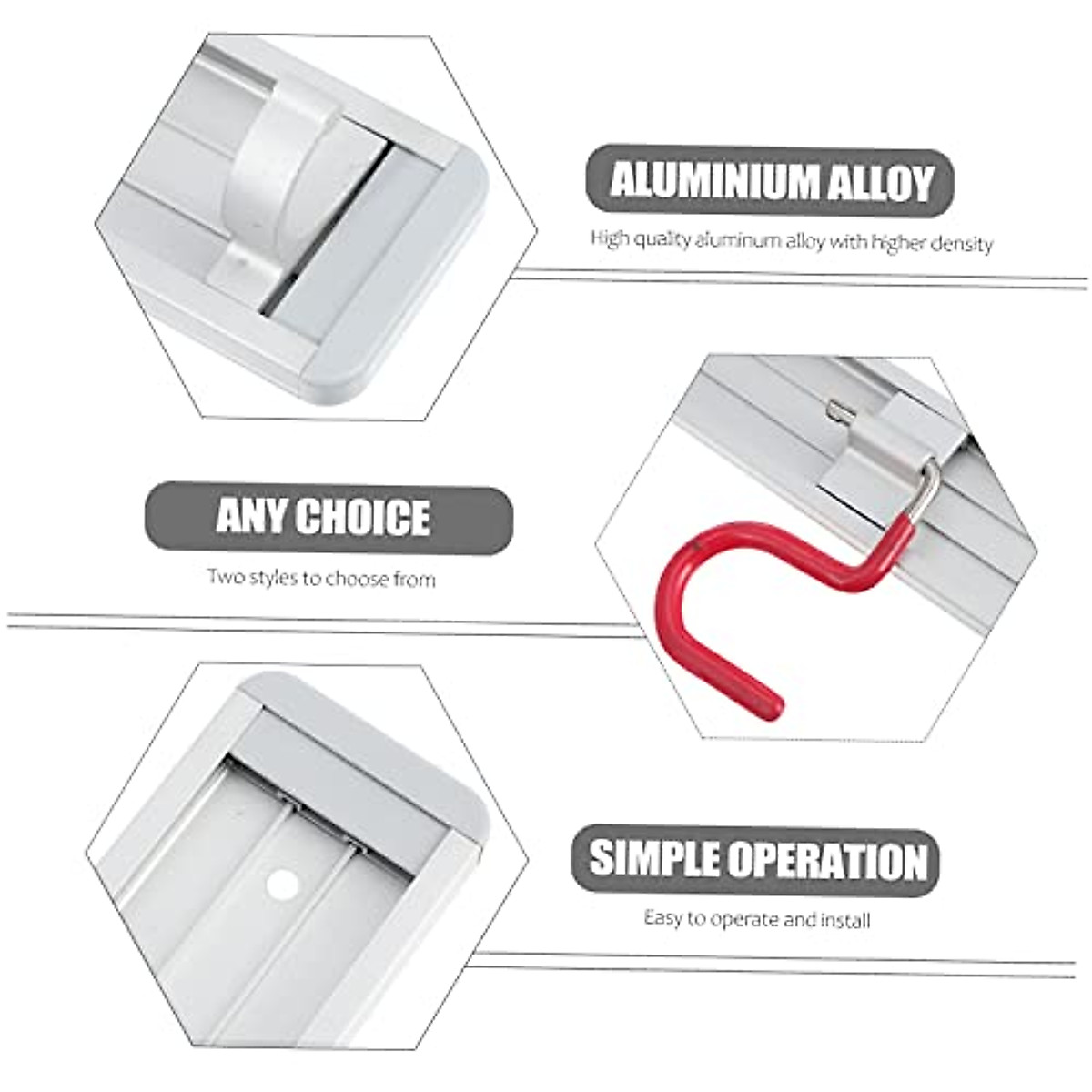 Unomor Broomstick Wall Mount Clothing Rack Mutitool Garage Tool Organizer Mop Hanging Hooks Broom Mop Holder Broom Hanger Broom Organizer Wall Hanging Broom Gripper Mops Aluminum Alloy