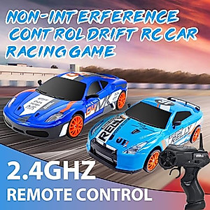 AGNEVE RC Drift Car 1:24 Scale RC Car with LED Lights Glow and Drifting Tires 2.4GHz Remote Control Car 4WD 14KM/h High-Speed RC Cars with 2 Rechargeable Batteries Boys Girls