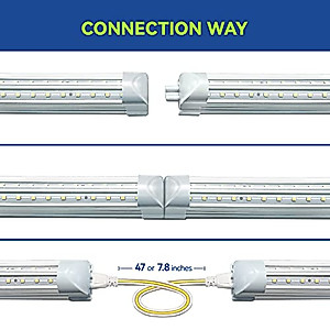 Monios-L LED Shop Light 2FT 20W, Linkable Utility Ceiling Lights,V-Shaped 2500lm 5000K Daylight,T8 Integrated Fixtures LEDs Tubes, Garage Lighting for Workshop,Work Bench,Basement,Plug & Play 6-Pack