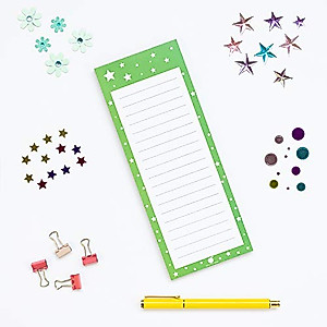 Peach Tree Shade Magnetic Notepads, 6-Pack 60 Sheets Per Pad 3.5” x 9”, Star Patterns, for Fridge, Kitchen, Shopping, Grocery, To-Do List, Memo, Reminder, Note, Book, Stationery (Starnotes Sunrise)