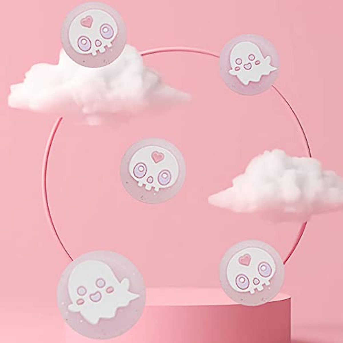 PERFECTSIGHT Cute Thumb Grip Caps for PlayStation 4/5, PS5, PS4, Xbox Series X/S, Xbox One, Switch PRO Controller, 4PCS Kawaii Soft Rubber 3D Analog Thumbsticks Grips Joystick Cover - Glitter Ghost