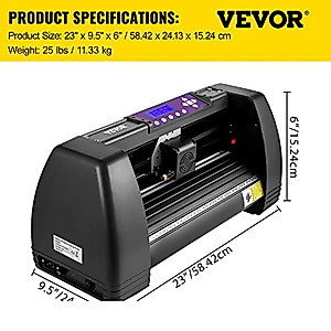 VEVOR Vinyl Cutter, 14 in / 375 mm Vinyl Plotter, Off-line Cutting Machine w/LCD, Desktop Design, Adjustable Force and Speed for Sign Making Plotter Cutter, Available with COM, USB and U-Disk 3 Ports