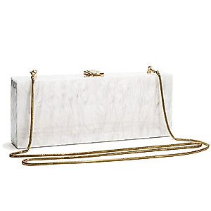 Acrylic Clutch Evening Bag Long Pearl Acrylic Clutch Purse Handbag for Dinner Party Wedding iPhone White
