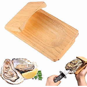 Xyeyo Oyster Shucking Clamp Shucker Tool Wood Oyster Holder Opener Shucking Block Wooden Seafood Shucking Clip for Kitchen Home Outdoor Barbecue Camping (1PCS), 3.14*5.1inch