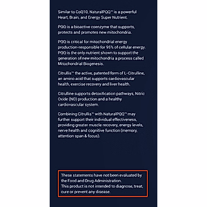 NaturalPQQ - Mitochondrial Energy Nitric Oxide Booster - Citrullis for Extended Energy. 20mg (Pyrroloquinoline Quinone)