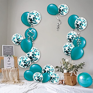 Teal Birthday Decorations for Women Confetti Teal Balloons for Baby Shower Birthday Wedding Engagement Party Decorations Metallic Teal Balloons Graduation Decor Baby Shower Decorations