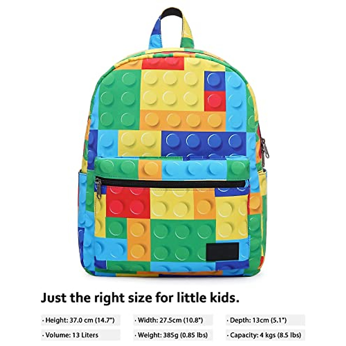 HotStyle TRENDYMAX Little Kids Backpack with Chest Strap, Cute for Preschool Kindergarten Girls Boys, Colorful Blocks